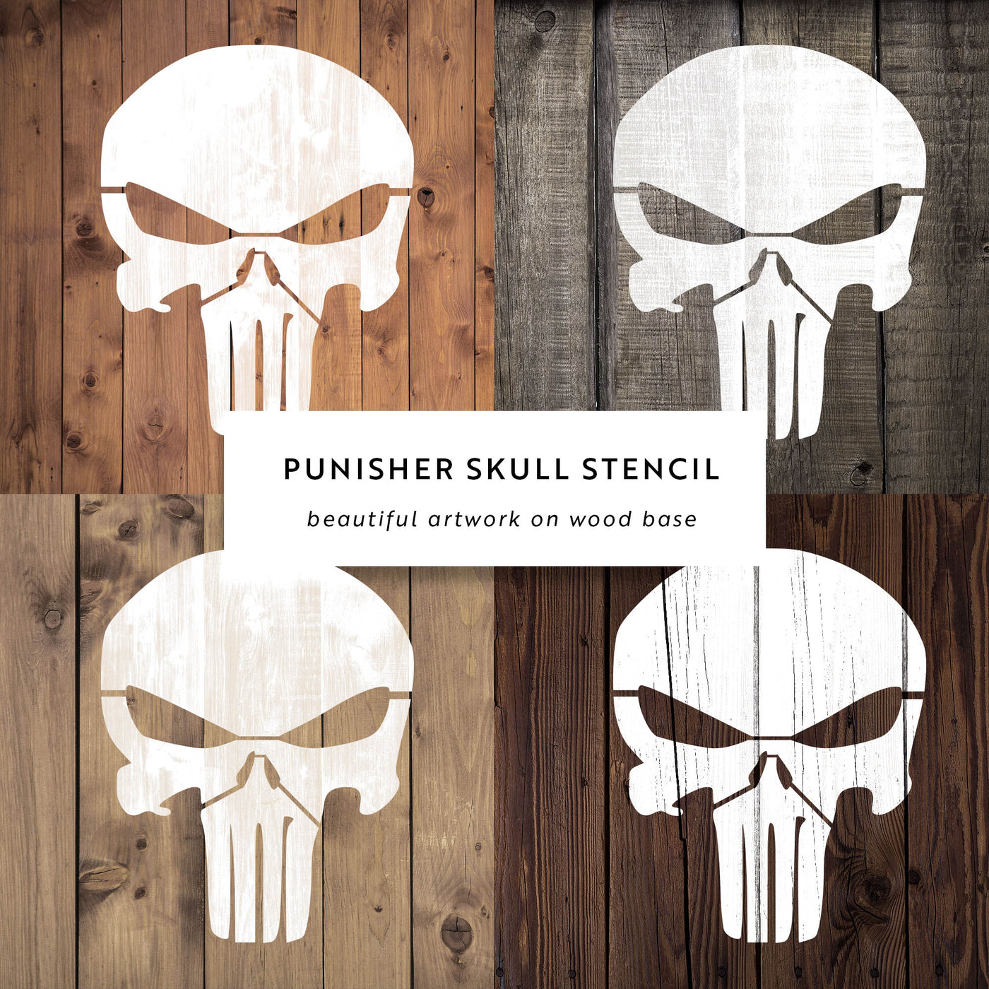 Punisher Stencil Design on Durable Mylar - Reusable Skull Stencil