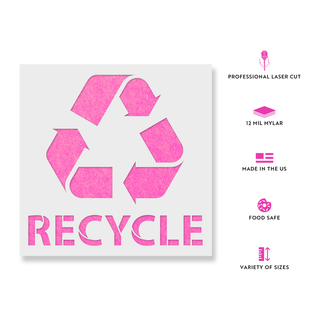 Recycle With Text Stencil, Large and small size recycle stencils