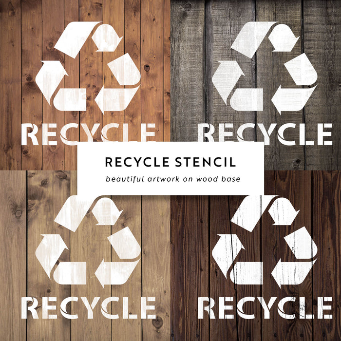 Recycle With Text Stencil, Large and small size recycle stencils