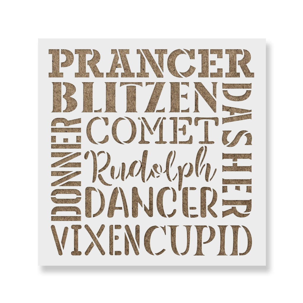Reindeer Names Rudolph Stencils - Stencil Revolution
