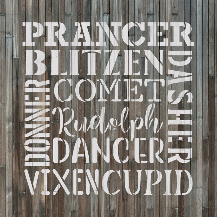 Reindeer Names Rudolph Stencils - Stencil Revolution