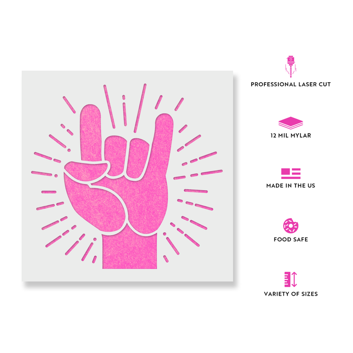 Rock Hand Stencils - Stencil Revolution