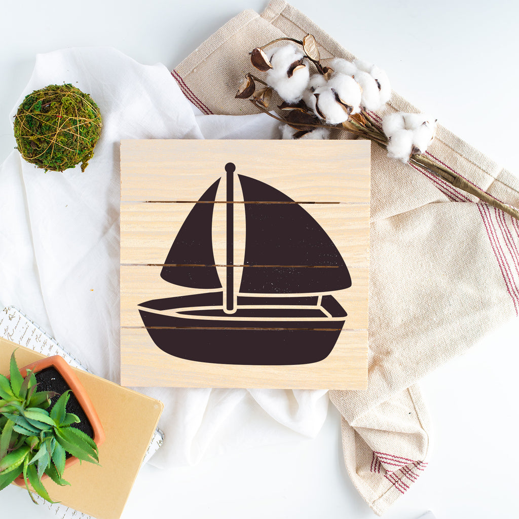 Sailboat Stencil - Easy-to-use nautical ocean themed stencils for DIY