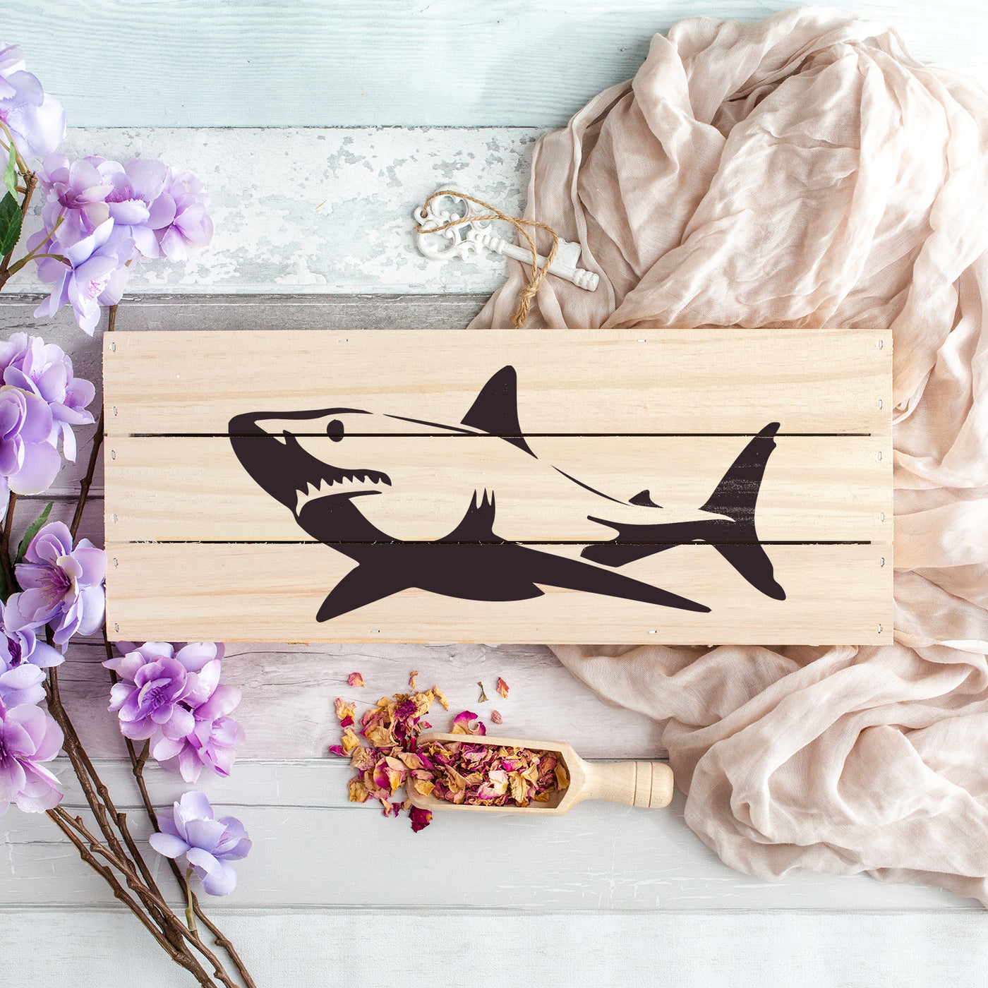 Shark Stencil Template of a Great White Shark - Reusable Stencil Material