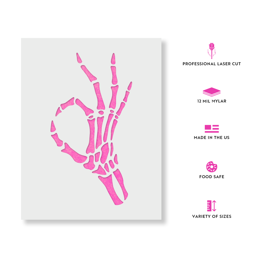 Skeleton Hand Okay Stencils - Stencil Revolution