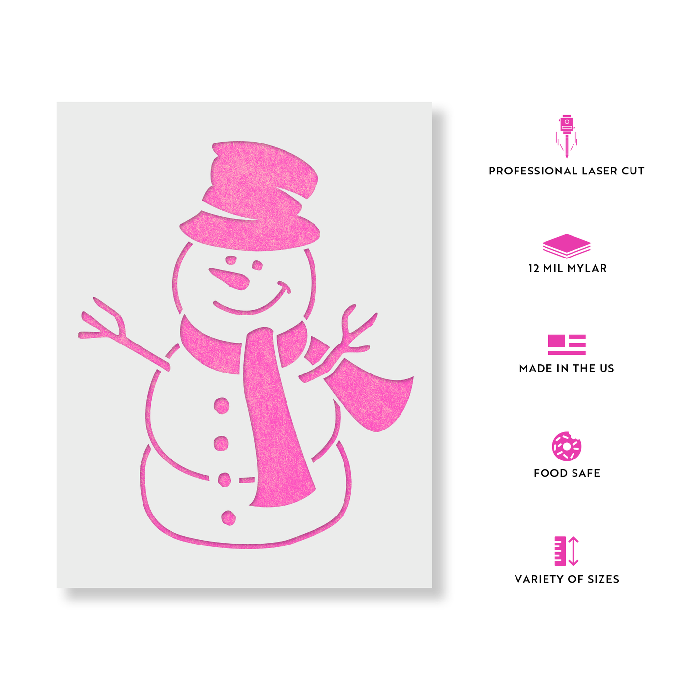 Snowman Stencil Template - Reusable Stencil Design for Holiday Crafting