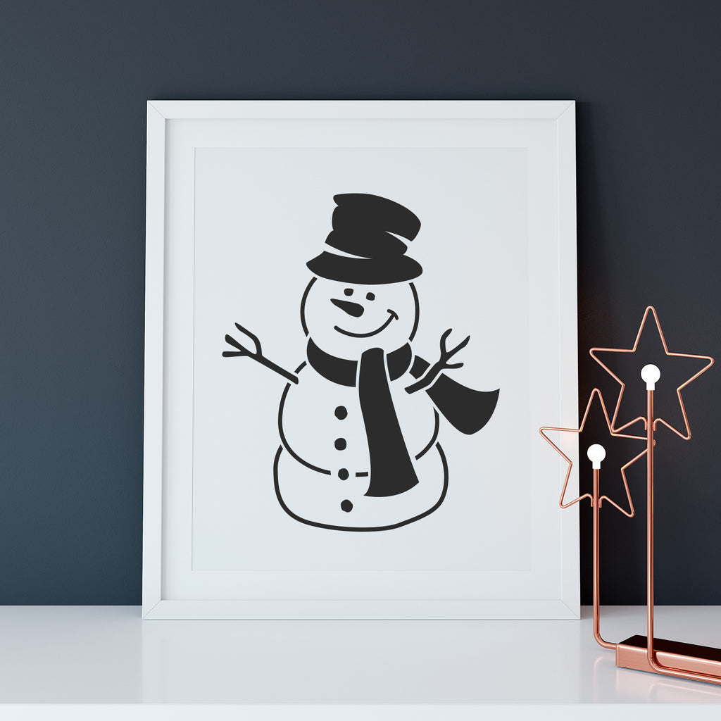 Snowman Stencil Template - Reusable Stencil Design for Holiday Crafting