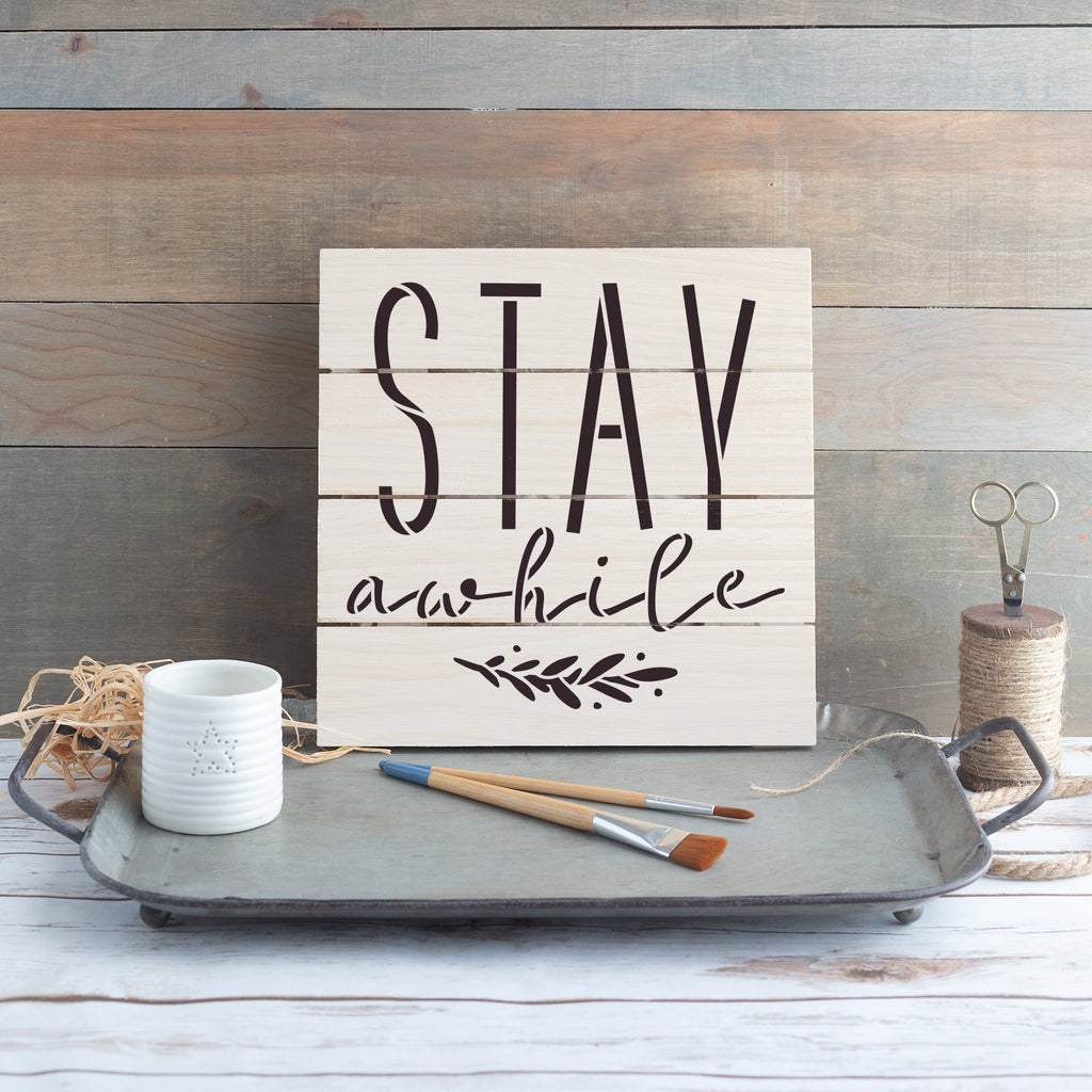 Stay Awhile Decor Sign Stencils - Stencil Revolution