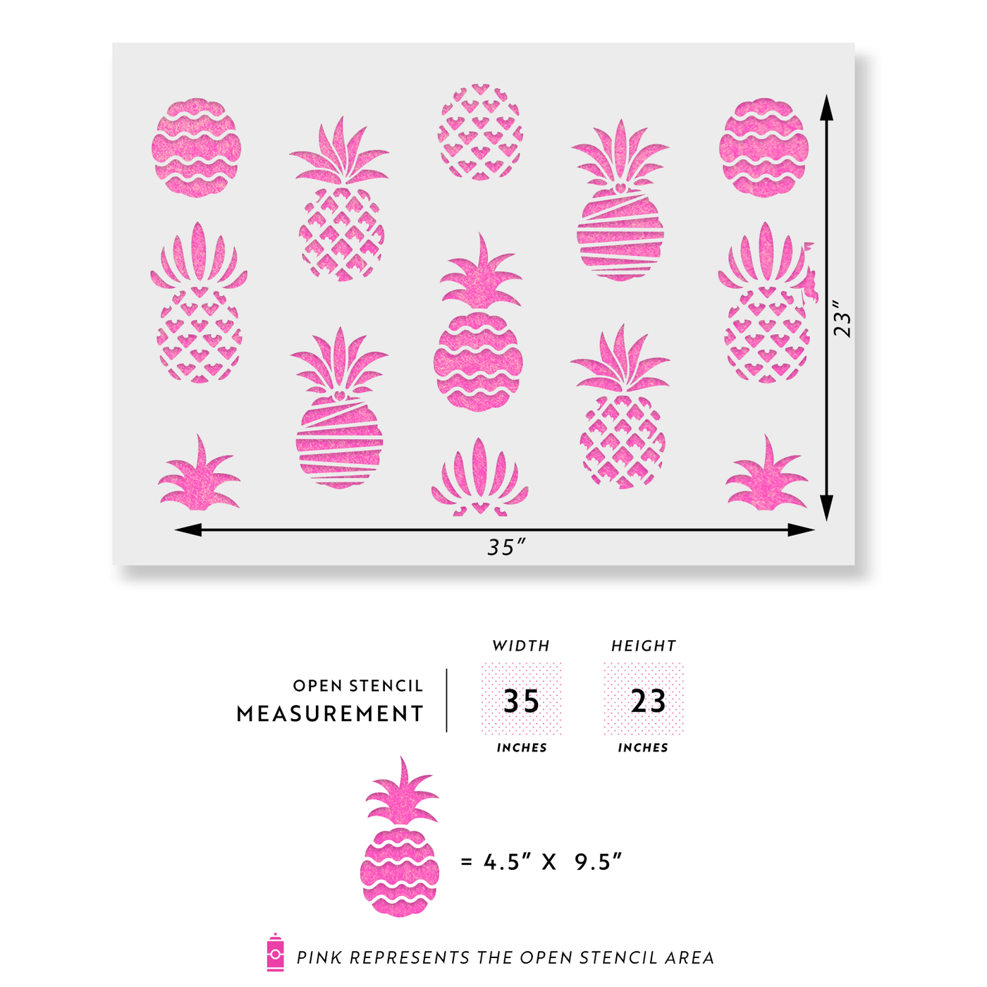 Styled Pineapple Pattern Wall Stencils - Stencil Revolution