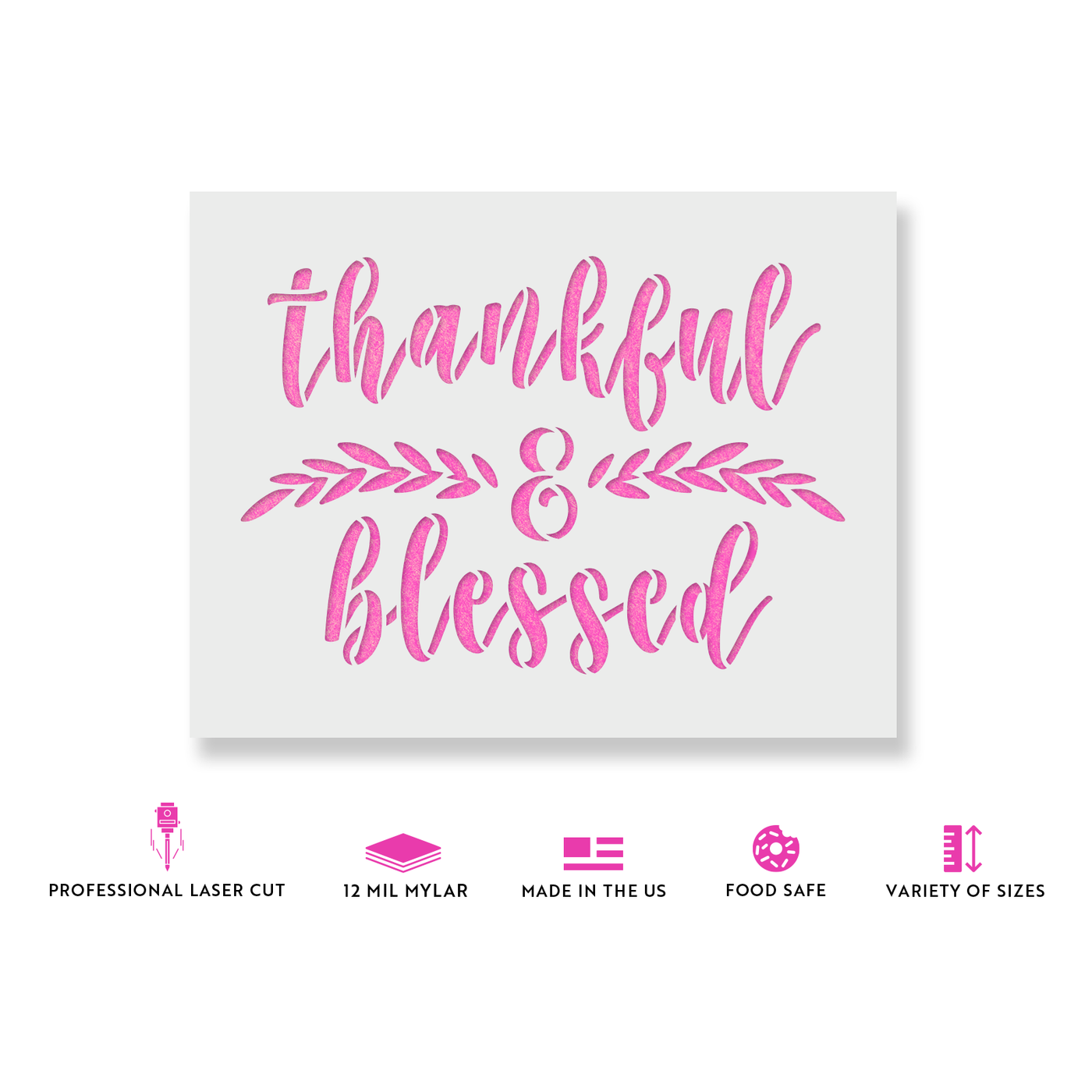 Thankful And Blessed Stencil for Crafting & DIY