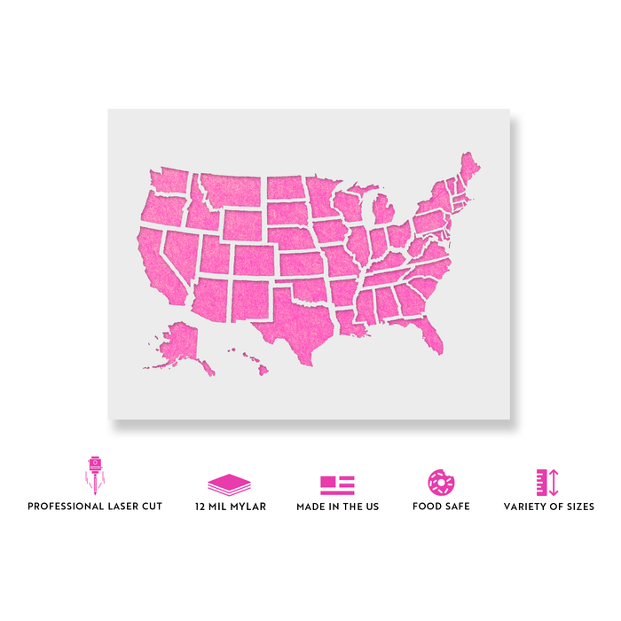 United States Stencil - United States Map Stencil - USA Template