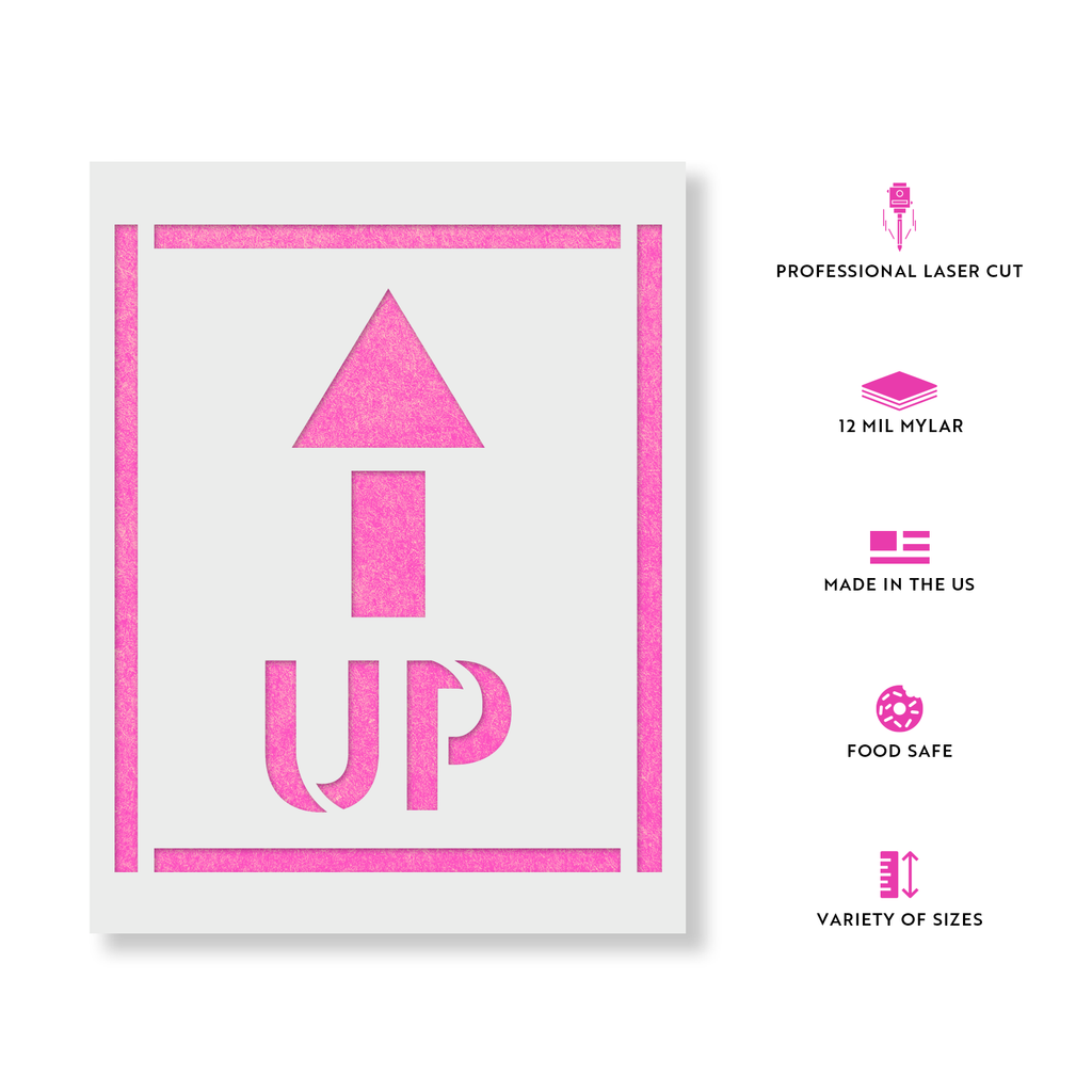 Up Arrow Text Stencils - Stencil Revolution