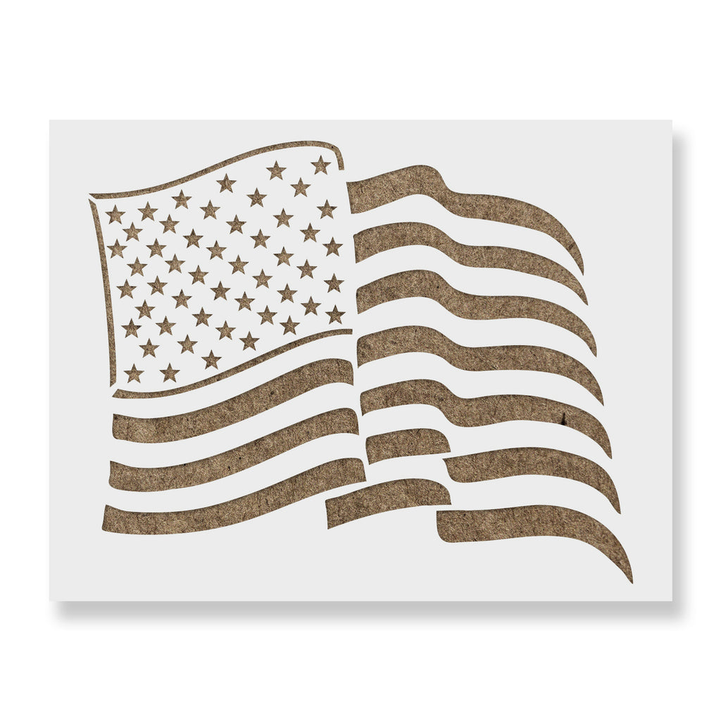 Waving American Flag Stencils - Stencil Revolution