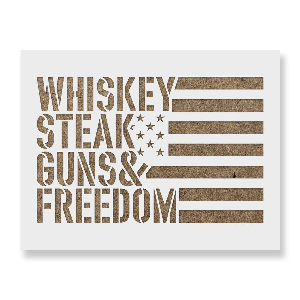 Whiskey Steak Guns American Flag Stencils - Stencil Revolution