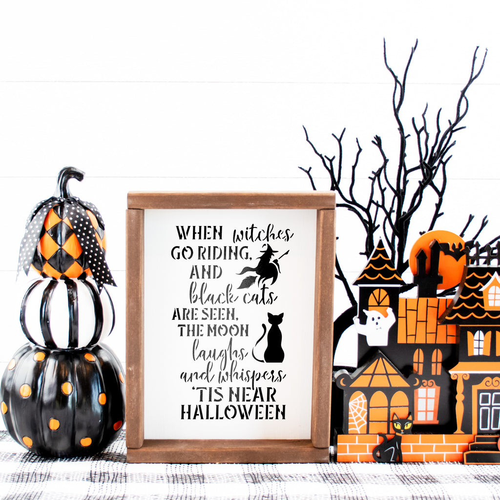 Witches Go Riding Near Halloween Stencils - Stencil Revolution
