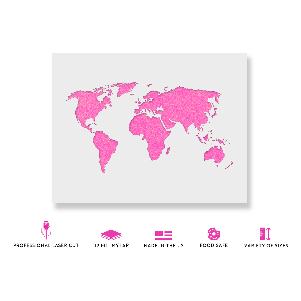 World Map Stencil - Large World Map stencils - World Stencil