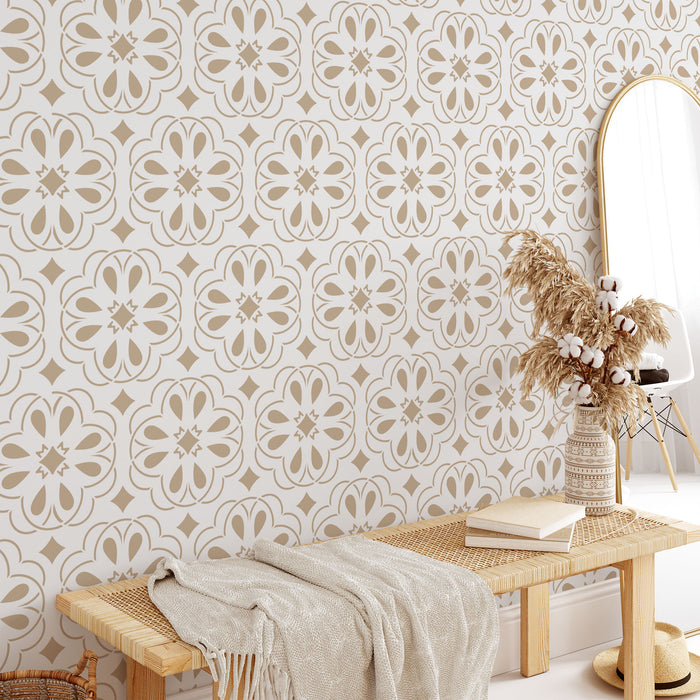 Zydeco Hibiscus Pattern Wall Stencils - Stencil Revolution