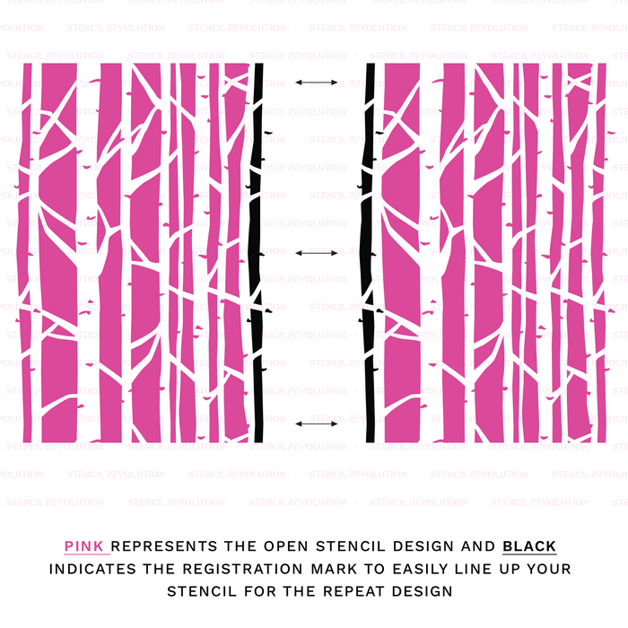 Birch Tree Stencil - Stencil For Painting Birches On A Wall